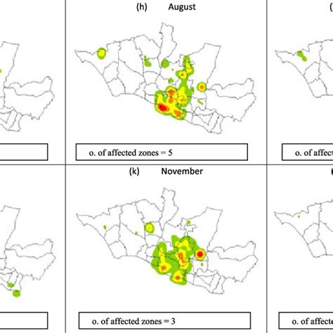 spatial mapping of dissemination pattern of dengue fever df cases in