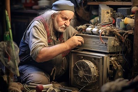Premium Ai Image The Master Of Ac Restoration An Old Repairman