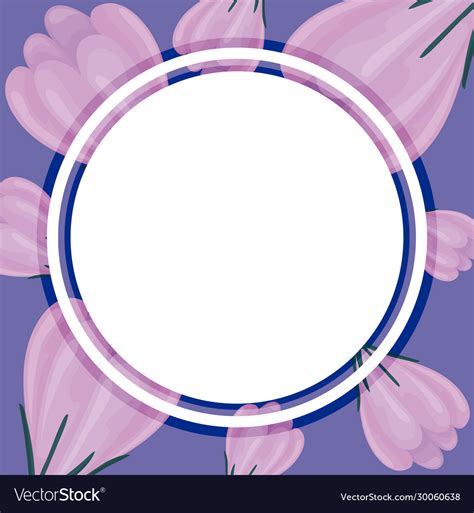 Decorative Circular Frame Over Floral Background Vector Image