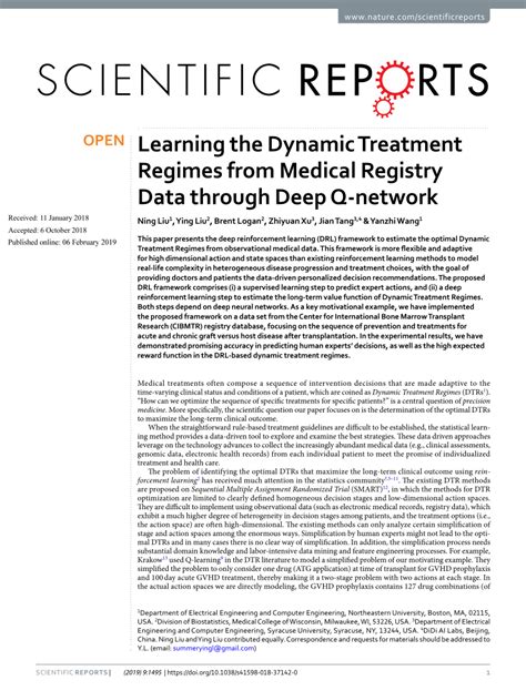 Pdf Learning The Dynamic Treatment Regimes From Medical Registry Data Through Deep Q Network