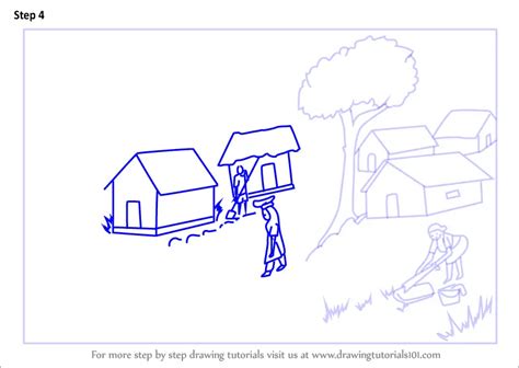 How To Draw Village Scenery Villages Step By Step