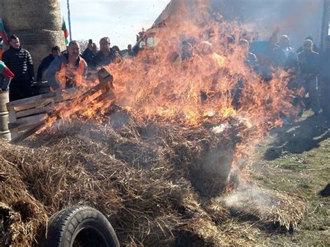 Запалиха слама разляха мляко и хвърляха ябълки в третия ден от