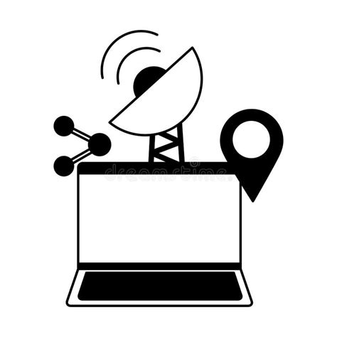 Laptop Antenna Share Pointer Navigation Stock Illustration