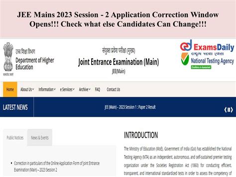 Jee Mains 2023 Session 2 Application Correction Window Opens Check