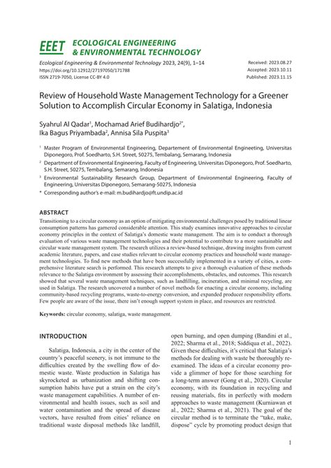 Pdf Review Of Household Waste Management Technology For A Greener