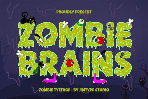 Zombie Brains Halloween Font Zombie Font So Fontsy