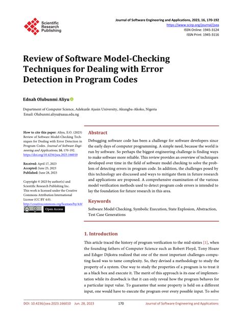 pdf review of software model checking techniques for dealing with
