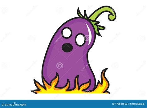 Vector Cartoon Illustration Of Eggplant Stock Vector Illustration Of