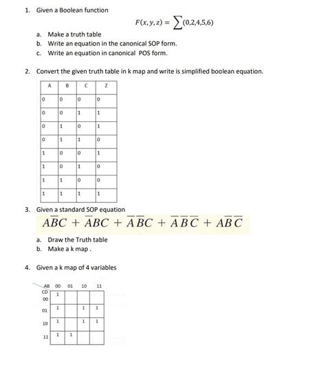 Solved 1 Given A Boolean Function Fxyz 02456