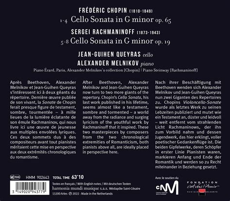 Chopin Rachmaninoff Cello Sonatas Frederic Chopin Sergei