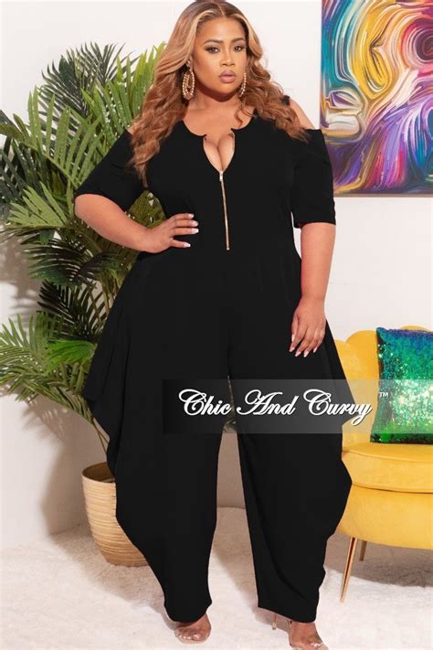 Final Sale Plus Size Open Shoulder Harem Jumpsuit In Black Shopperboard