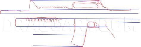 How To Draw A M16 Gun Step By Step