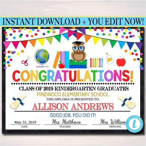 Kindergarten Graduation Certificate Template