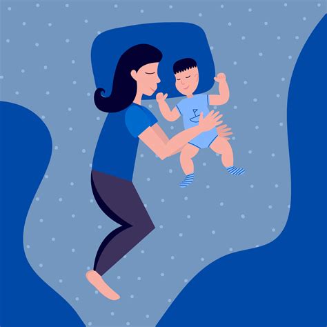 Feliz Madre Durmiendo Con Su Hijo En La Cama Mamá Y Bebé Durmiendo