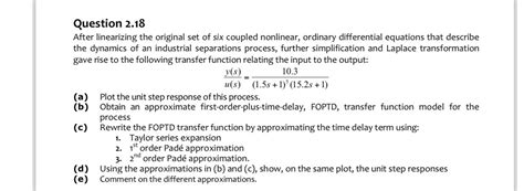 Solved Question 218after Linearizing The Original Set Of