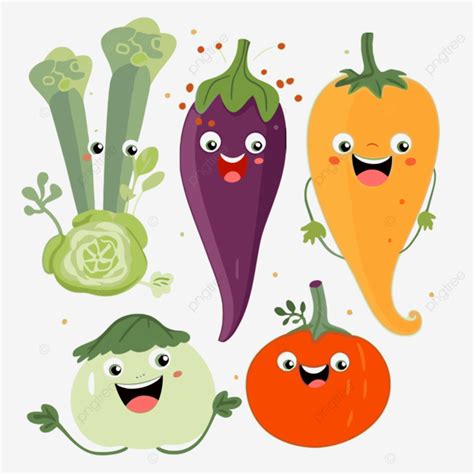 Sayuran Clipart Lima Sayuran Kartun Dengan Wajah Vektor Sayur Mayur