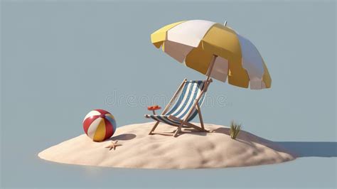 Picture Of A Beach Where We Saw A Beach Chair And Big Umbrella With