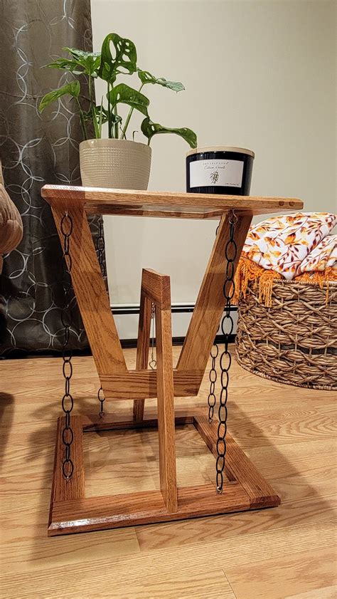 Oak Floating End Table Tensegrity Etsy