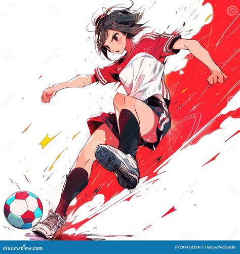 Anime Cute Girl Soccer Player Stock Illustration Illustration Of
