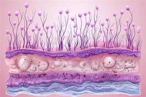 Professional Illustration Showcases Detailed Structure Of Skin Layers Featuring Epidermis Dermis