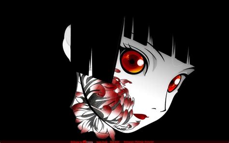 Flowers Enma Ai Dark Hair Anime Girls Anime Face Simple