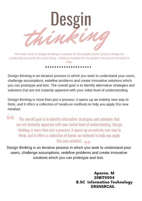 Snsinstitutions Snsdesignthinkers Designthinking Aparna Murali