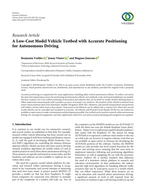 Pdf A Low Cost Model Vehicle Testbed With Accurate Positioning For Autonomous Driving