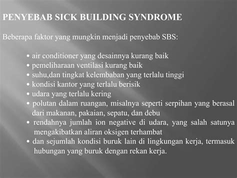 Sbs Sick Building Syndrome Ppt