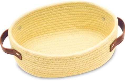 Abenkle Small Woven Basket With Handles Mini Rope Storage