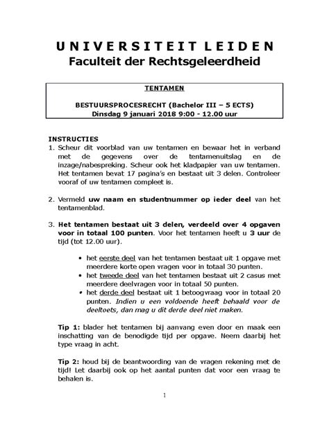 Tentamen 8 Januari Vragen En Antwoorden Universiteit Leiden