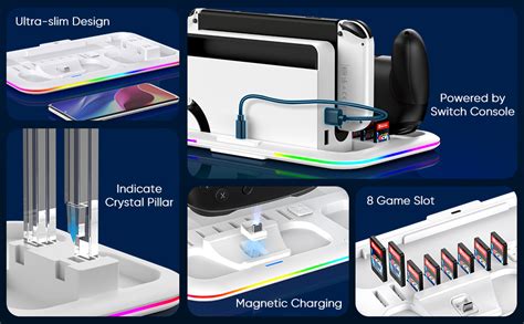 Rgb Switch Controller Charger Dock Station For Nintendo Switch And Oled Model Joycon Charging