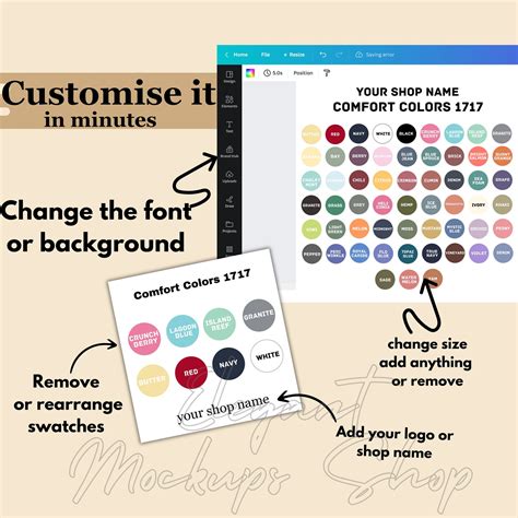 Canva Editable Color Chart Editable Comfort Colors Color Etsy