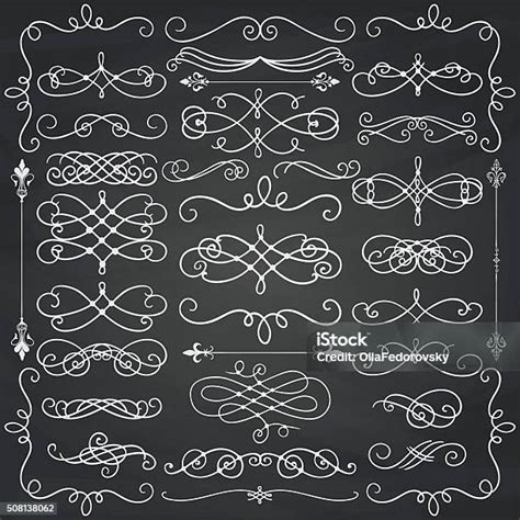 벡터 분필 그림이요 빈티지 수작업 Swirls 컬레션 0명에 대한 스톡 벡터 아트 및 기타 이미지 0명 각도 곡선