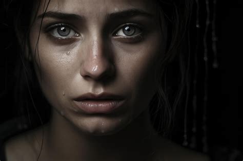 Premium Photo Beauty Sad Girl And Cry On Black Background