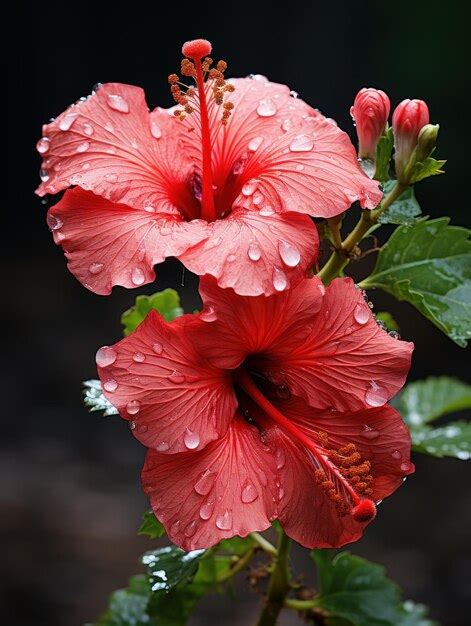 Premium Ai Image Red Hibiscus Flower
