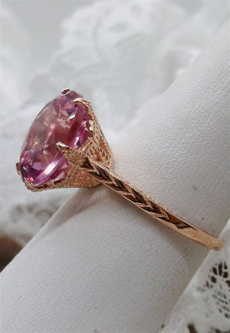 Natural Pink Topaz Ring 10k 14k Gold Or Gold Plated Silver Etsy