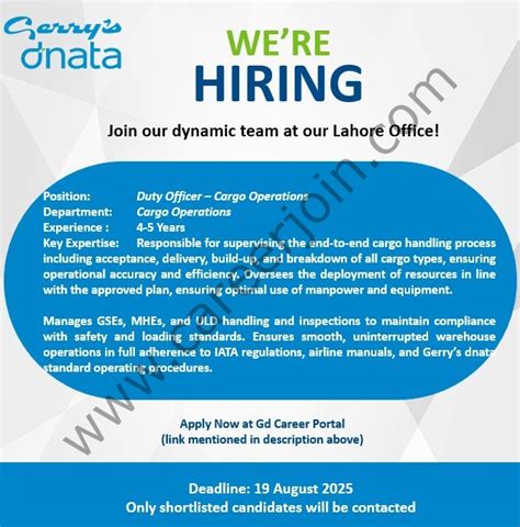 Gerrys Dnata Jobs Duty Officer