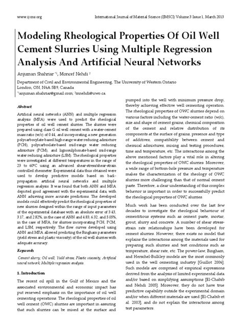 Modeling Rheological Properties Of Oil Well Cement Slurries Using Multiple Regression Analysis