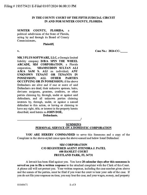 Fillable Online Notice Of Service Courts Judicial Default Fax Email