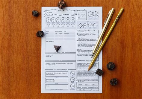 Familiar Character Sheet A5 Dnd 5e Pdf Fillable Etsy