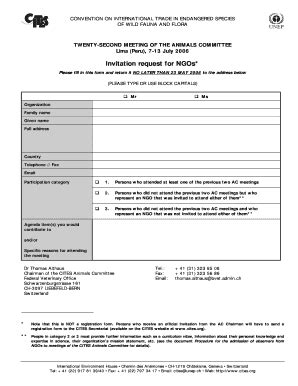 Fillable Online Cites Invitation Request For NGOs Form Cites Cites