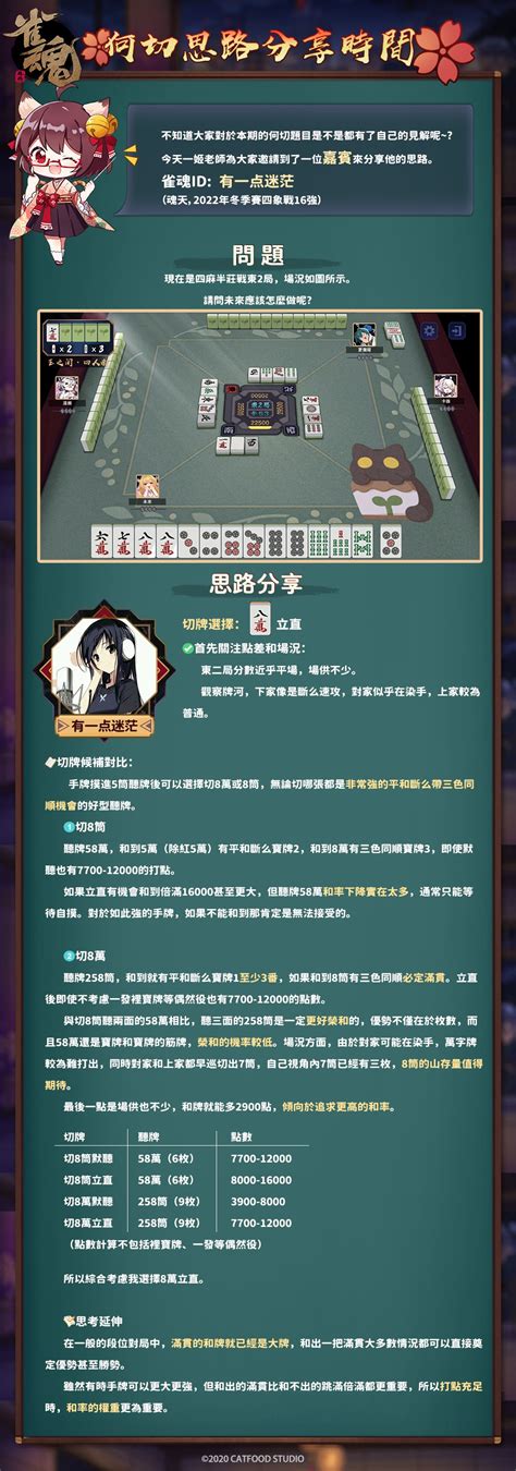 雀魂麻將 一姬的何切討論時間 四麻半莊戰的東二局，你會怎麼做呢 本期何切解析的特邀嘉賓：有一点迷茫