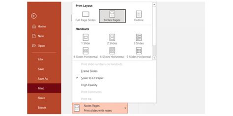 Print The Speaker Notes In PowerPoint