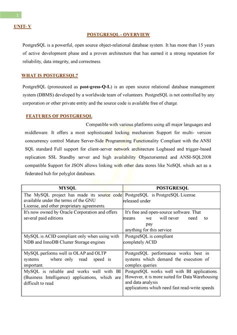 Mod 5 Scas Bca Web Progrmming Using Php Unit V Postgresql