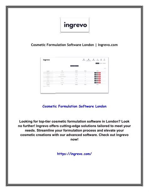 Ppt Cosmetic Formulation Software London Powerpoint