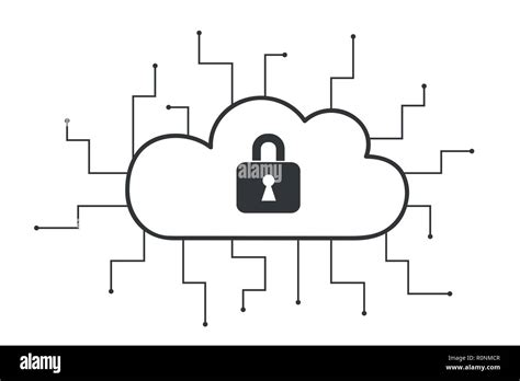 Cloud Computer Storage Network With Lock Safety Concept Symbol Vector