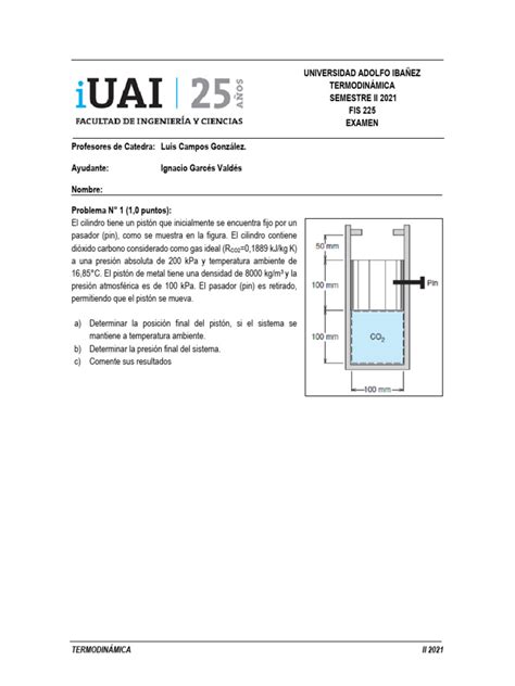 Examen Termodinamica Ii 2021 Pdf Termodinámica Calor