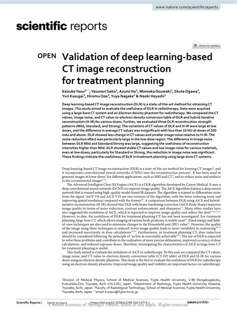 Pdf Validation Of Deep Learning Based Ct Image Reconstruction For