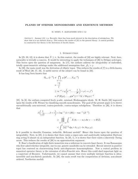 PDF PLANES OF STEINER MONODROMIES AND EXISTENCE METHODS