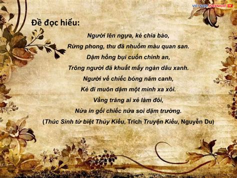 Đề Đọc Hiểu Thúc Sinh Từ Biệt Thúy Kiều Người Lên Ngựa Kẻ Chia Bào